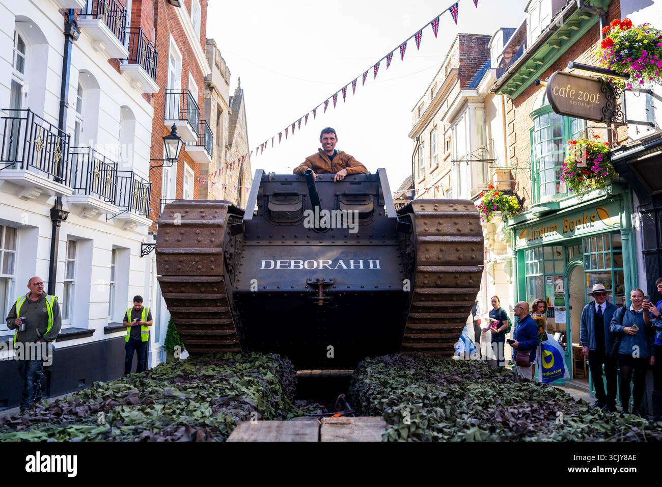 EDITORIAL USE ONLY Television personality Guy Martin, with his replica ...