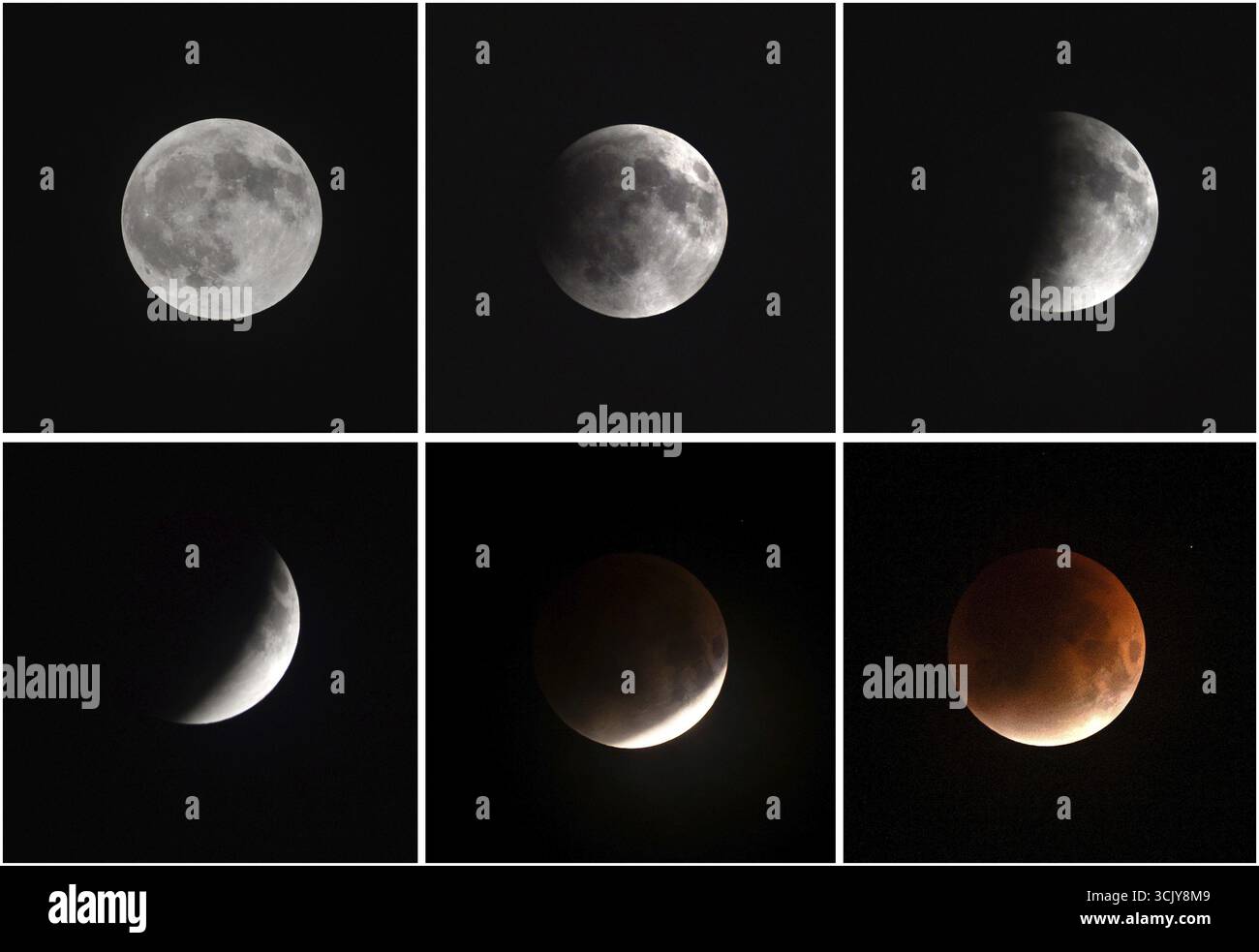 In this photo compilation, the Blood Moon is seen during the lunar ...