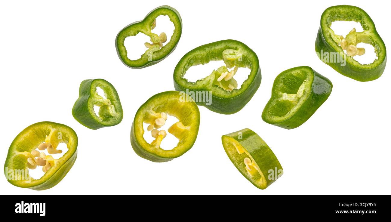 Falling chili pepper slices hi-res stock photography and images - Alamy
