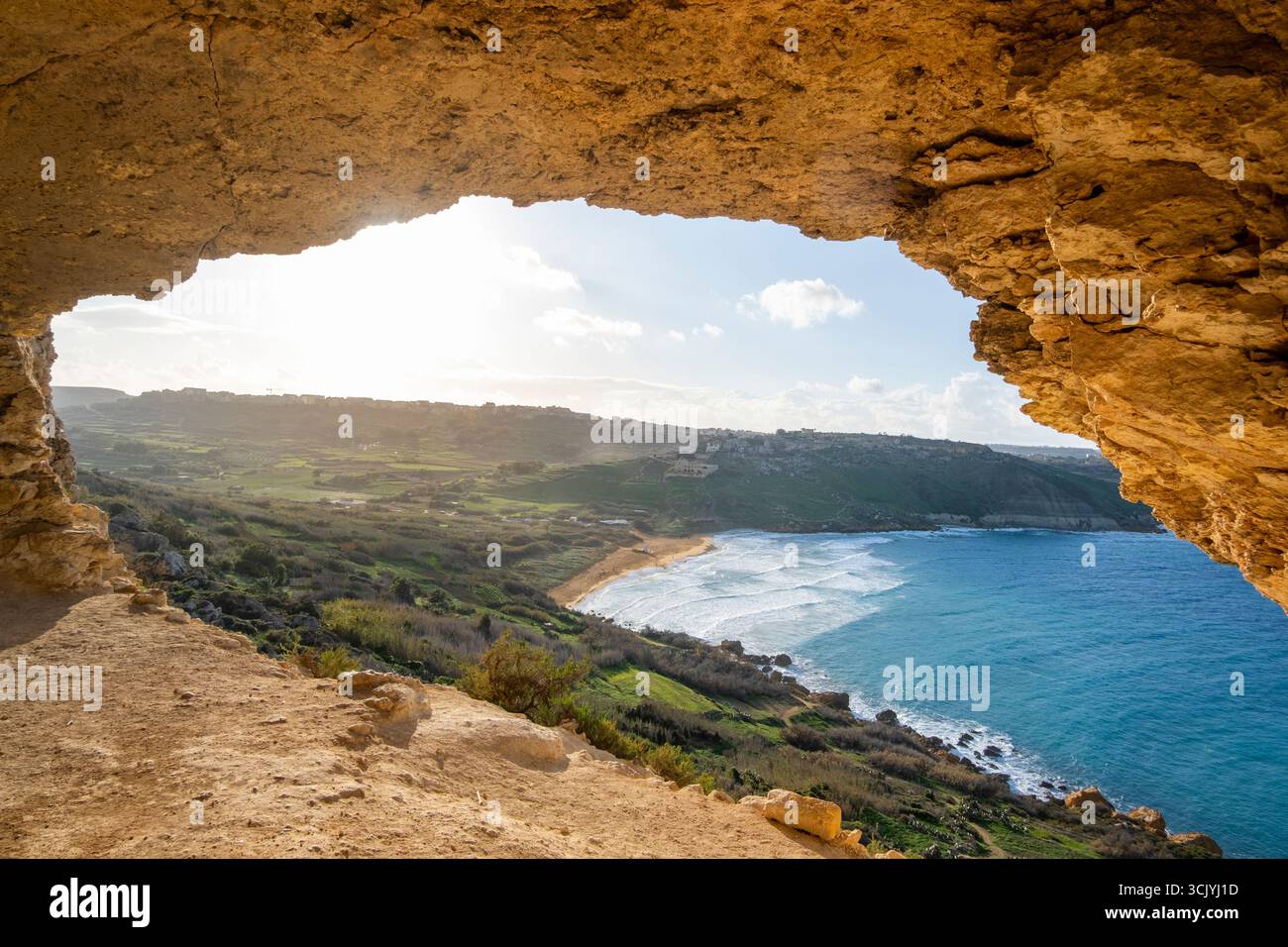 Scenic View from Tal-Mixta Cave Overlooking Ramla Bay, Gozo, Malta ...