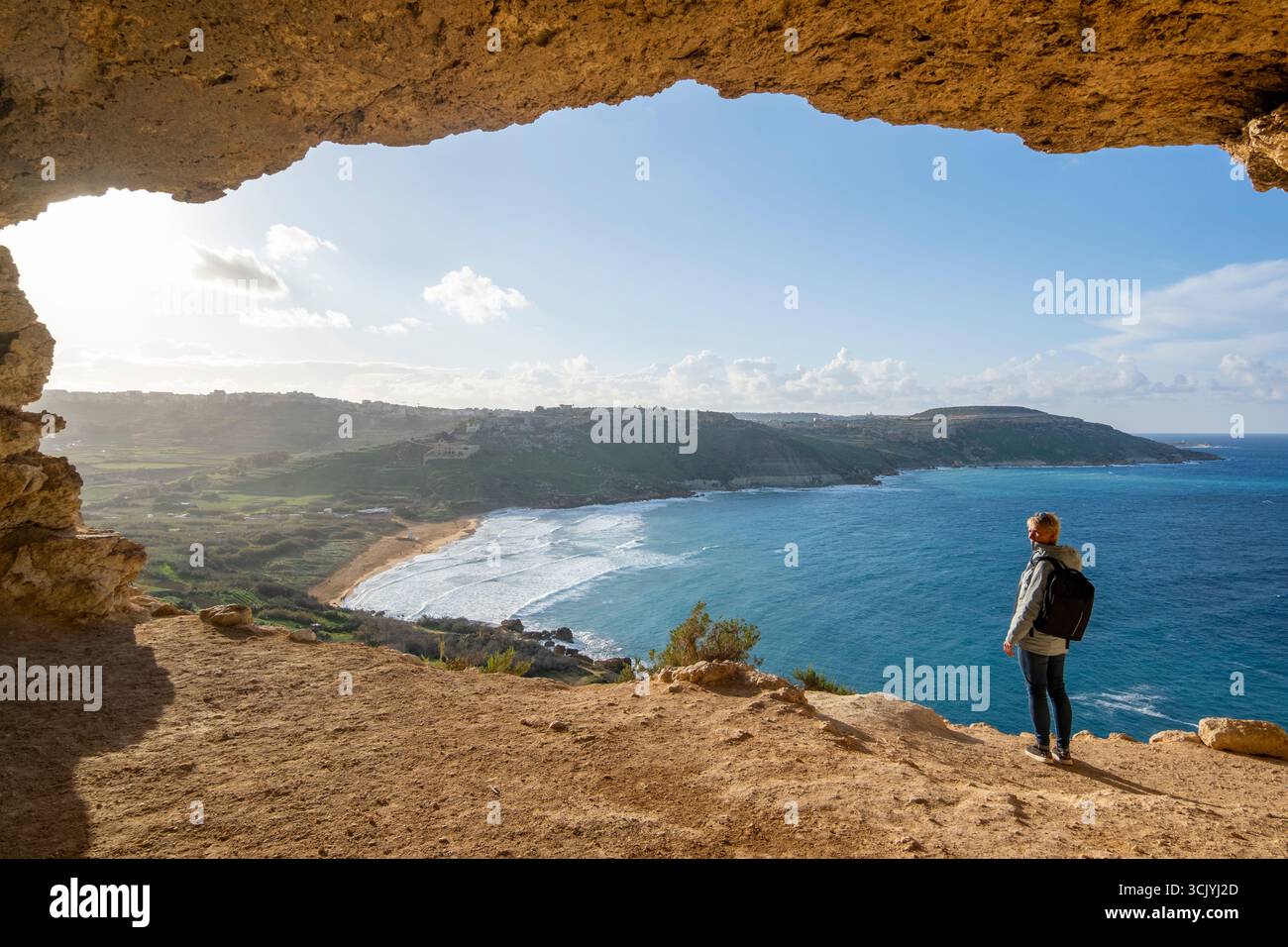 Scenic View from Tal-Mixta Cave Overlooking Ramla Bay, Gozo, Malta ...