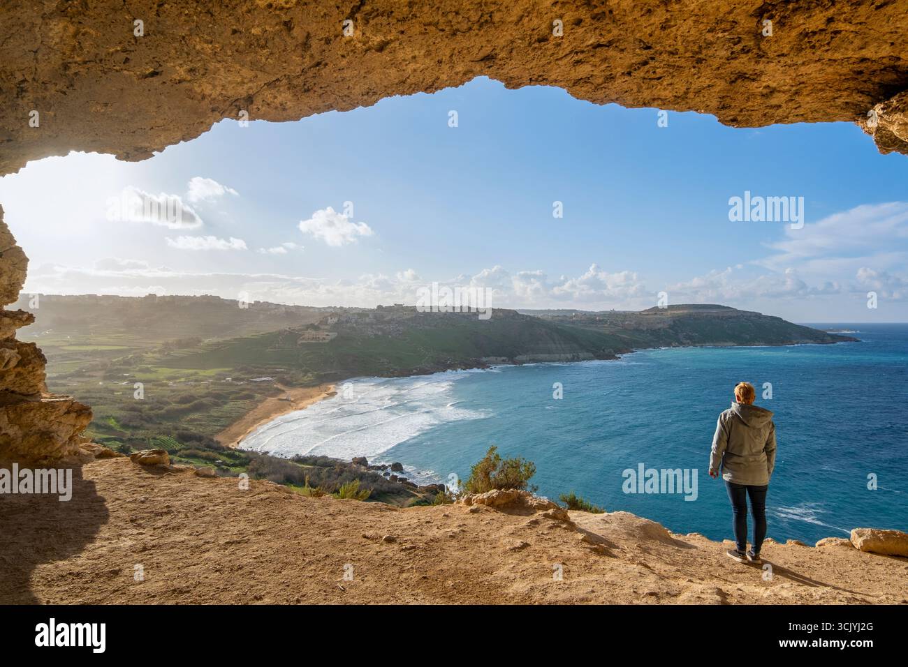 Scenic View from Tal-Mixta Cave Overlooking Ramla Bay, Gozo, Malta ...