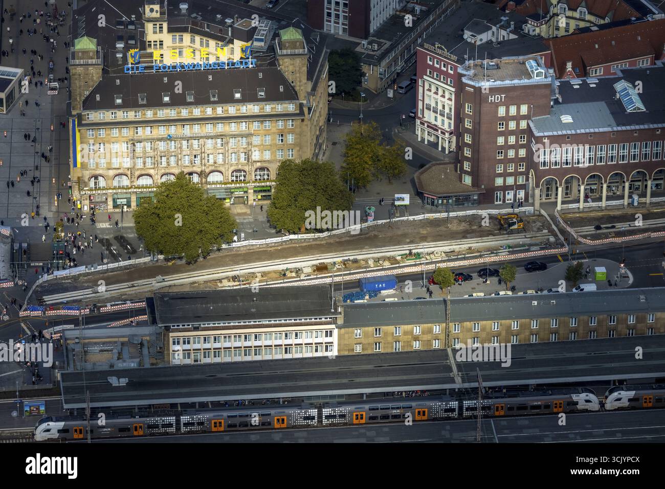 Aerial view, Central Station and Select Hotel Handelshof, city centre ...