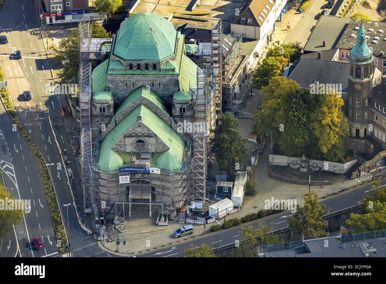 Aerial view, Old Synagogue place of worship, cultural centre for Jewish ...