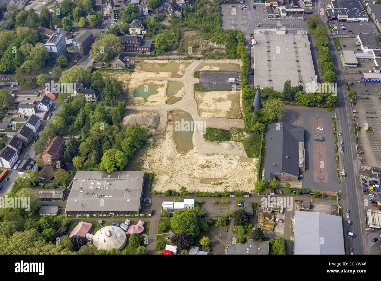 Aerial view, brownfield site of the former Knipping Dorn screw factory ...