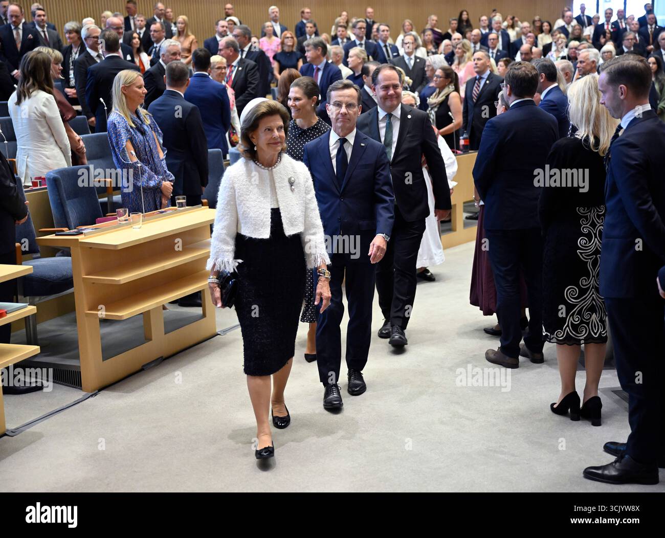 Queen Silvia and Prime Minister Ulf Kristersson in the Parliament in ...