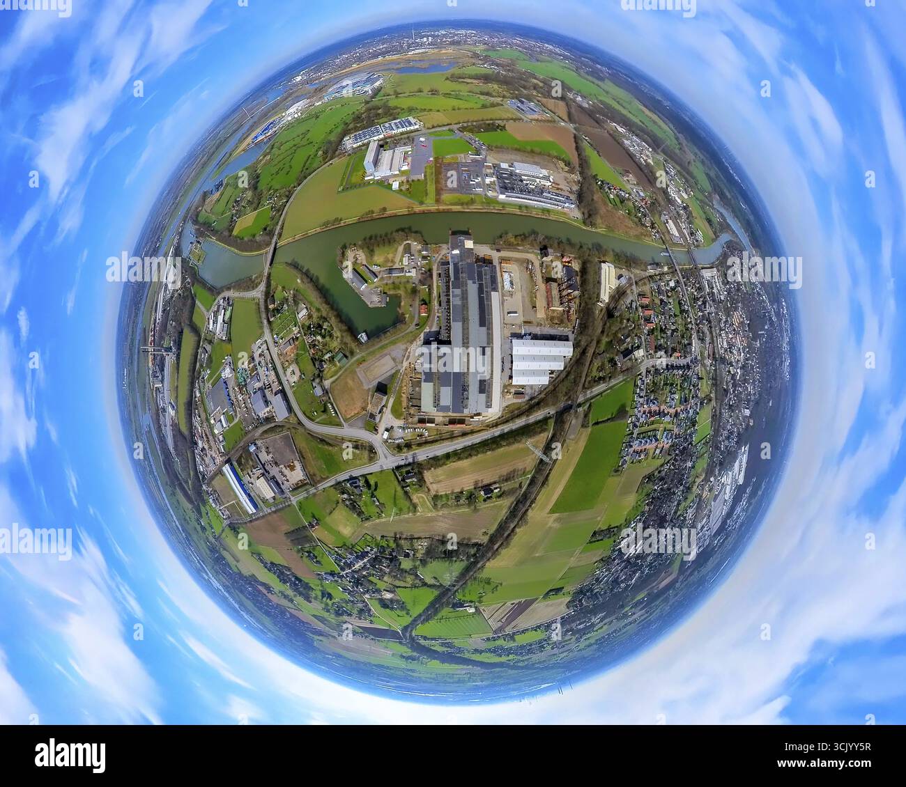 Aerial view, harbour Emmelsum DeltaPort port association, industrial ...