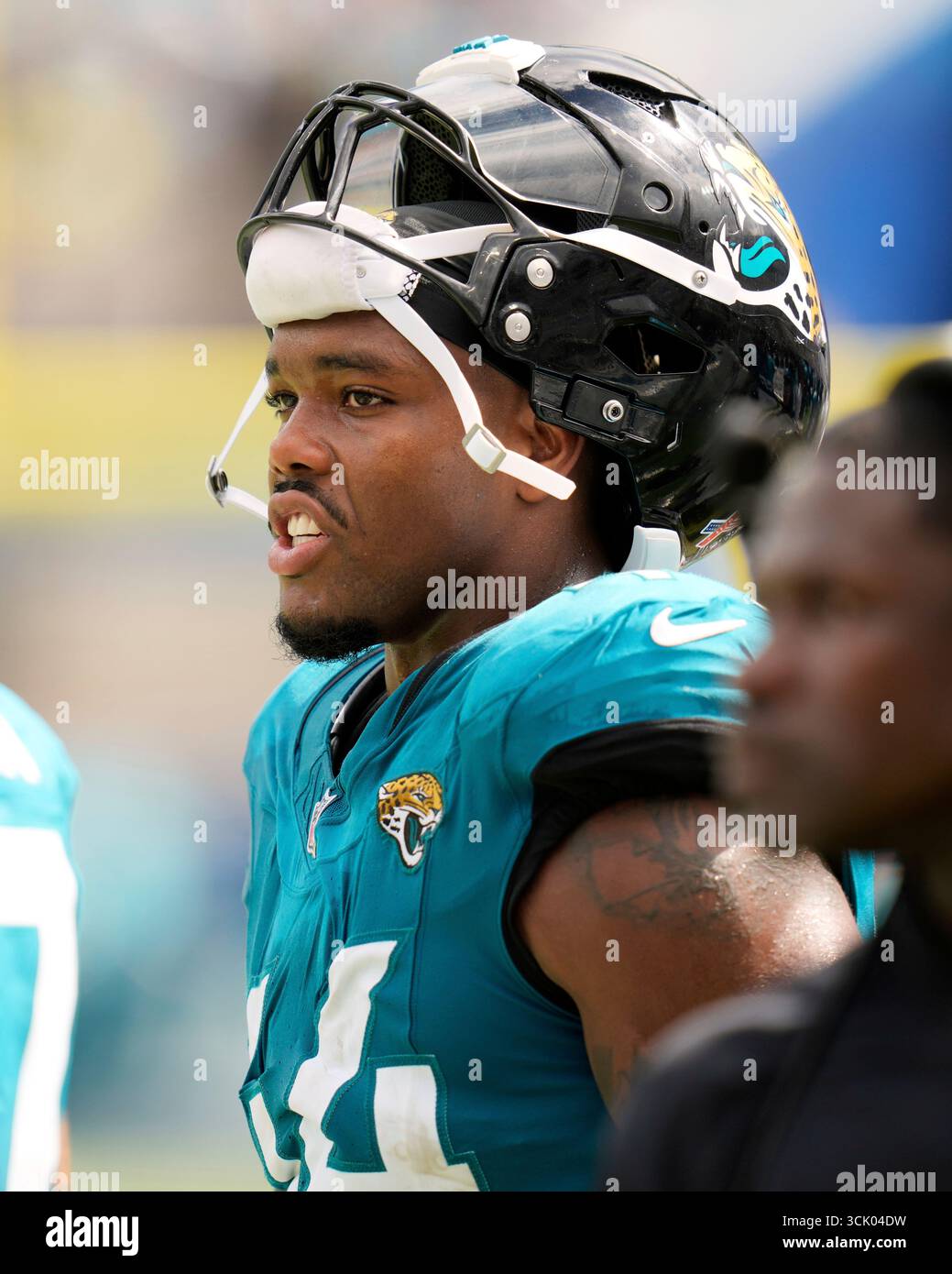 Jacksonville Jaguars defensive end Travon Walker in the bench area ...