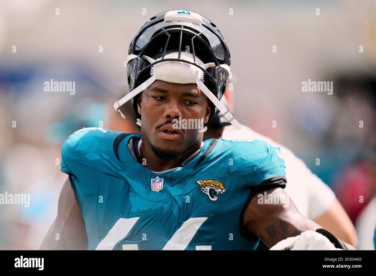 Jacksonville Jaguars defensive end Travon Walker in the bench area ...