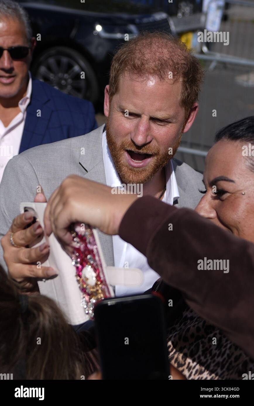 The Duke of Sussex leaves following a visit to the Community Recording ...