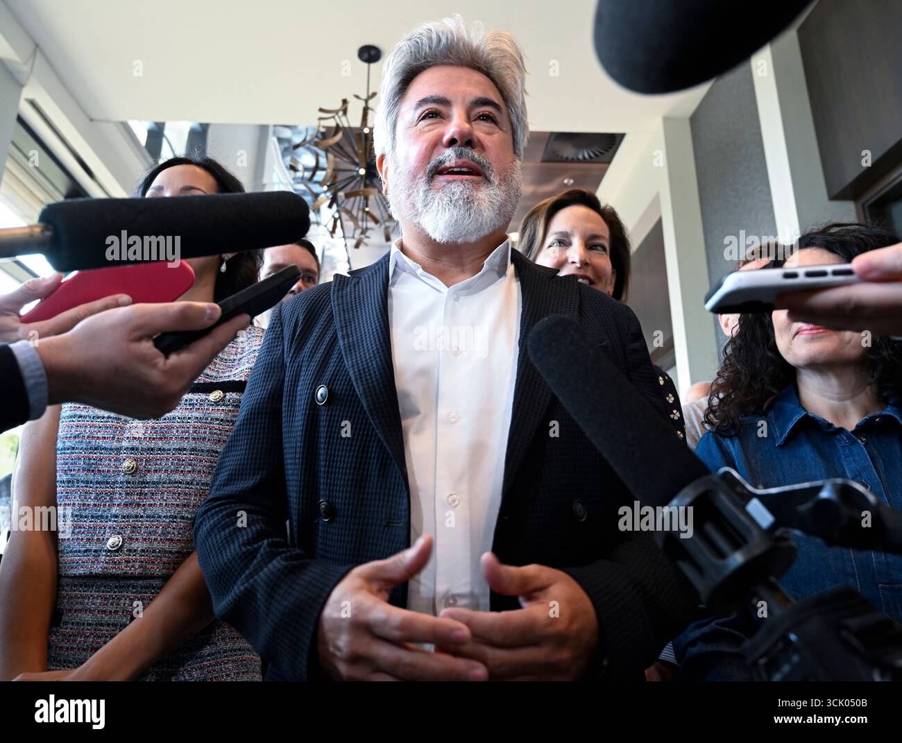 Quebec Liberal Leader Pablo Rodriguez, responds to reporters questions ...