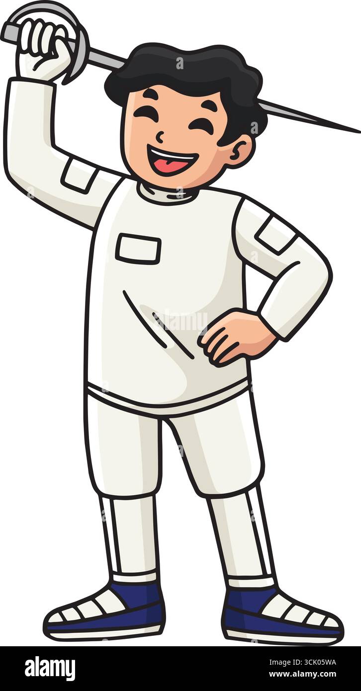 Fencing Male Fencer Cartoon Colored Clipart Stock Vector Image & Art ...