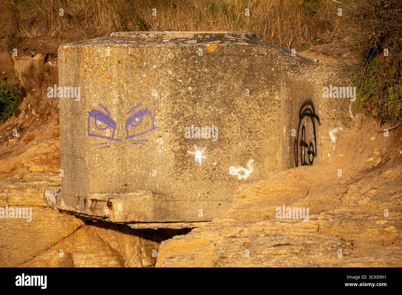 Atlantic Wall bunker at Gavres, Brittany, France, decorated with ...