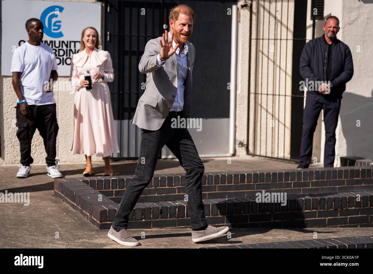 The Duke of Sussex departs following a visit to the Community Recording ...