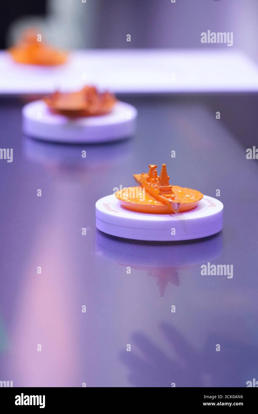 A model of a naval ship on a touch screen that interacts and shows ...