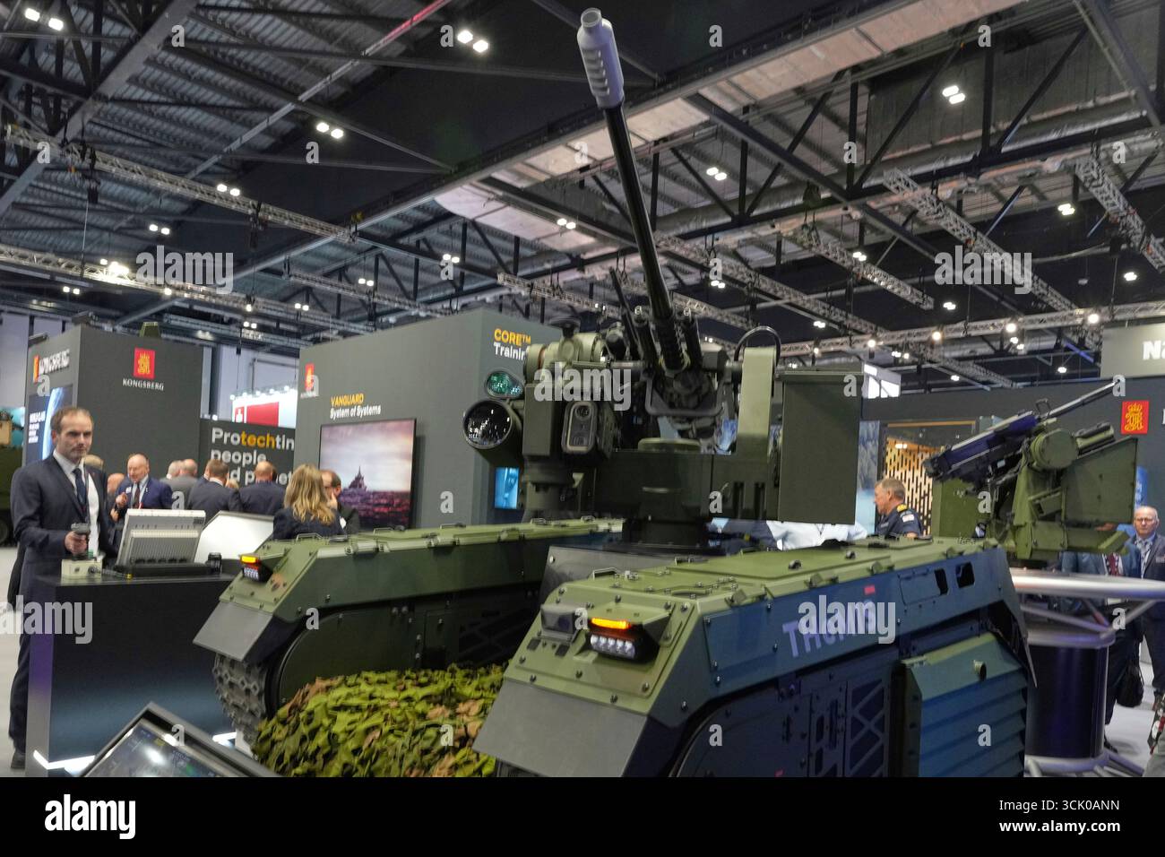 An unmanned and remotely operated anti-aircraft weapon on display at ...