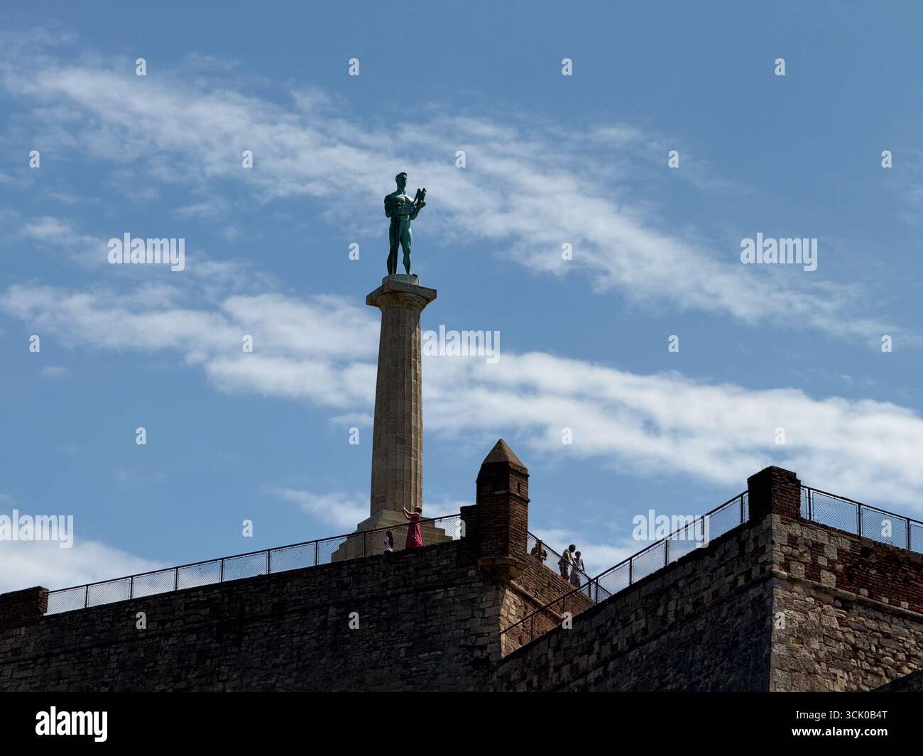 Pobednik monument standing on tall pedestal at Belgrade Fortress ...