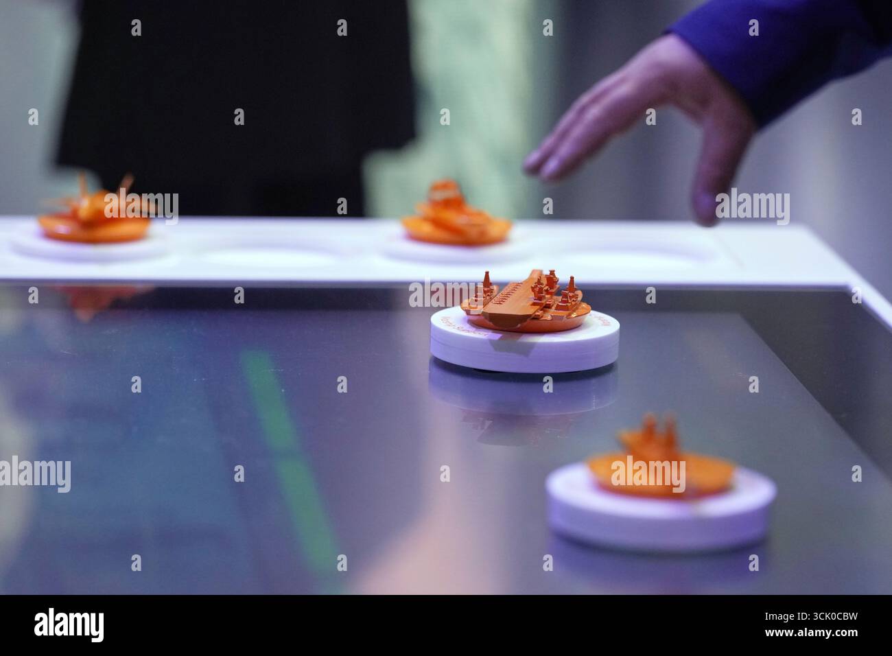 A model of a naval ship on a touch screen that interacts and shows ...