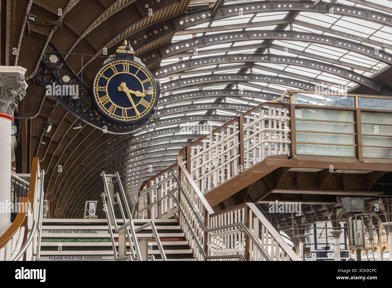 Interior of York railway station in England, featuring a vaulted glass ...