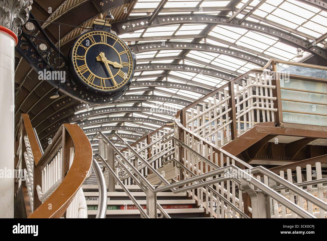 Interior of York railway station in England, featuring a vaulted glass ...
