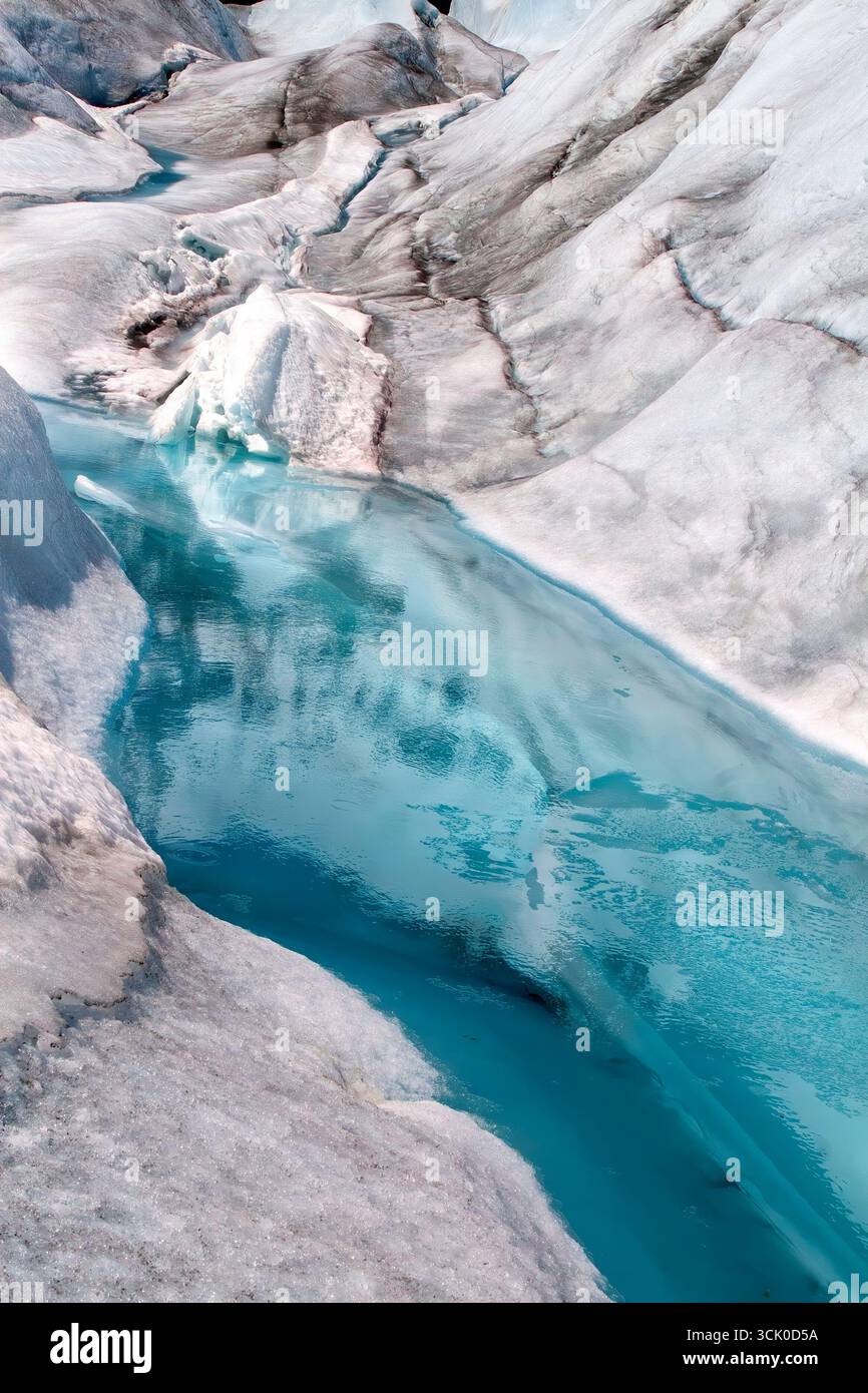 Blue Icy Waters in Crevass on Mendenhall Glacier, Juneau, Alaska Stock ...