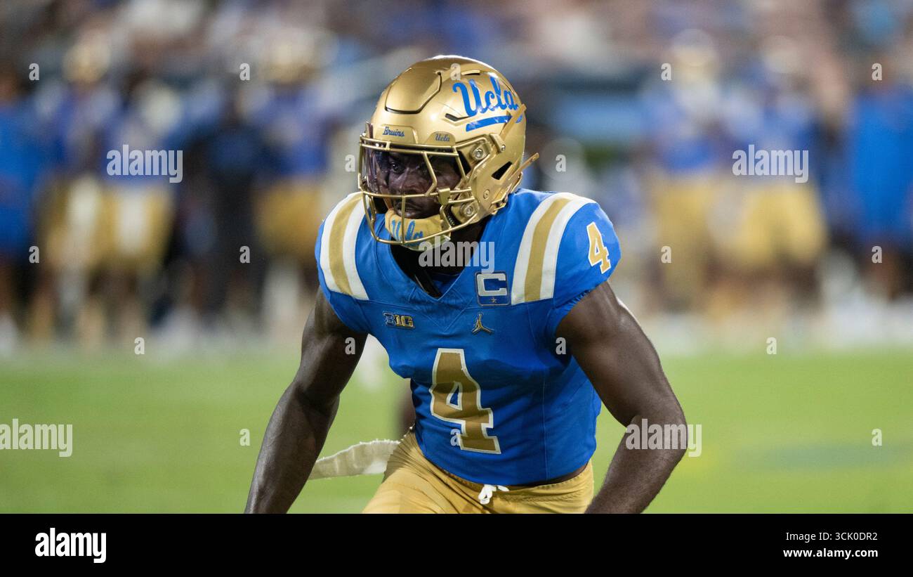 UCLA defensive back Key Lawrence (4) runs during an NCAA football game ...