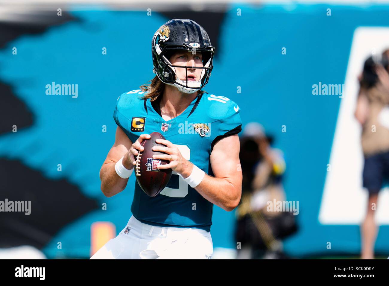 Jacksonville Jaguars quarterback Trevor Lawrence looks for a receiver ...
