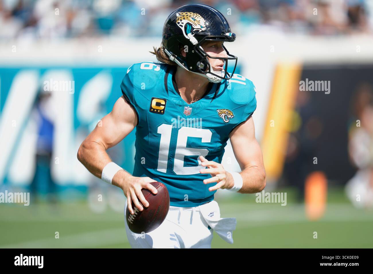 Jacksonville Jaguars quarterback Trevor Lawrence looks for a receiver ...