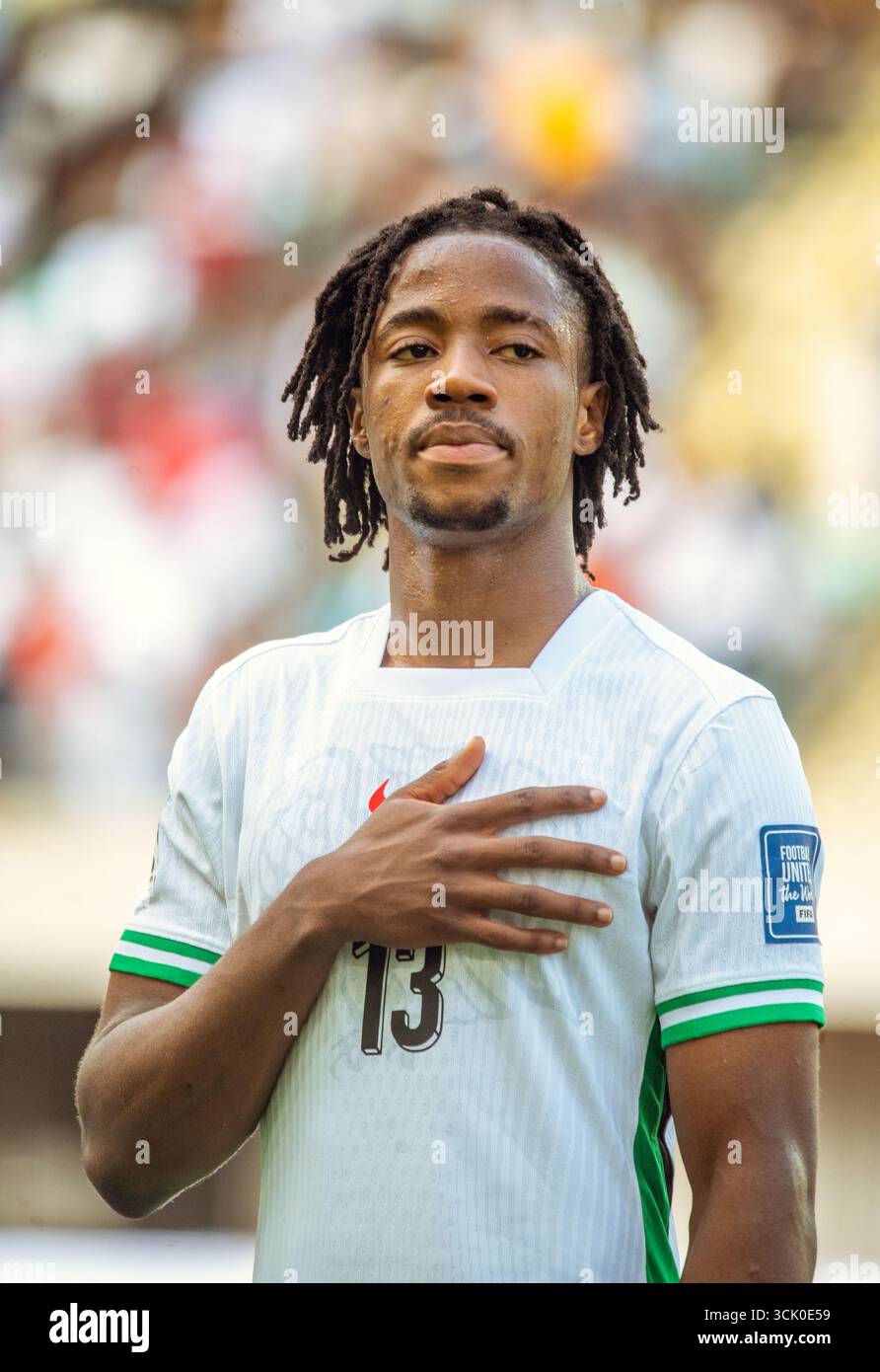 Benjamin Fredrick #13 of Nigeria poses before the FIFA World Cup 2026 ...