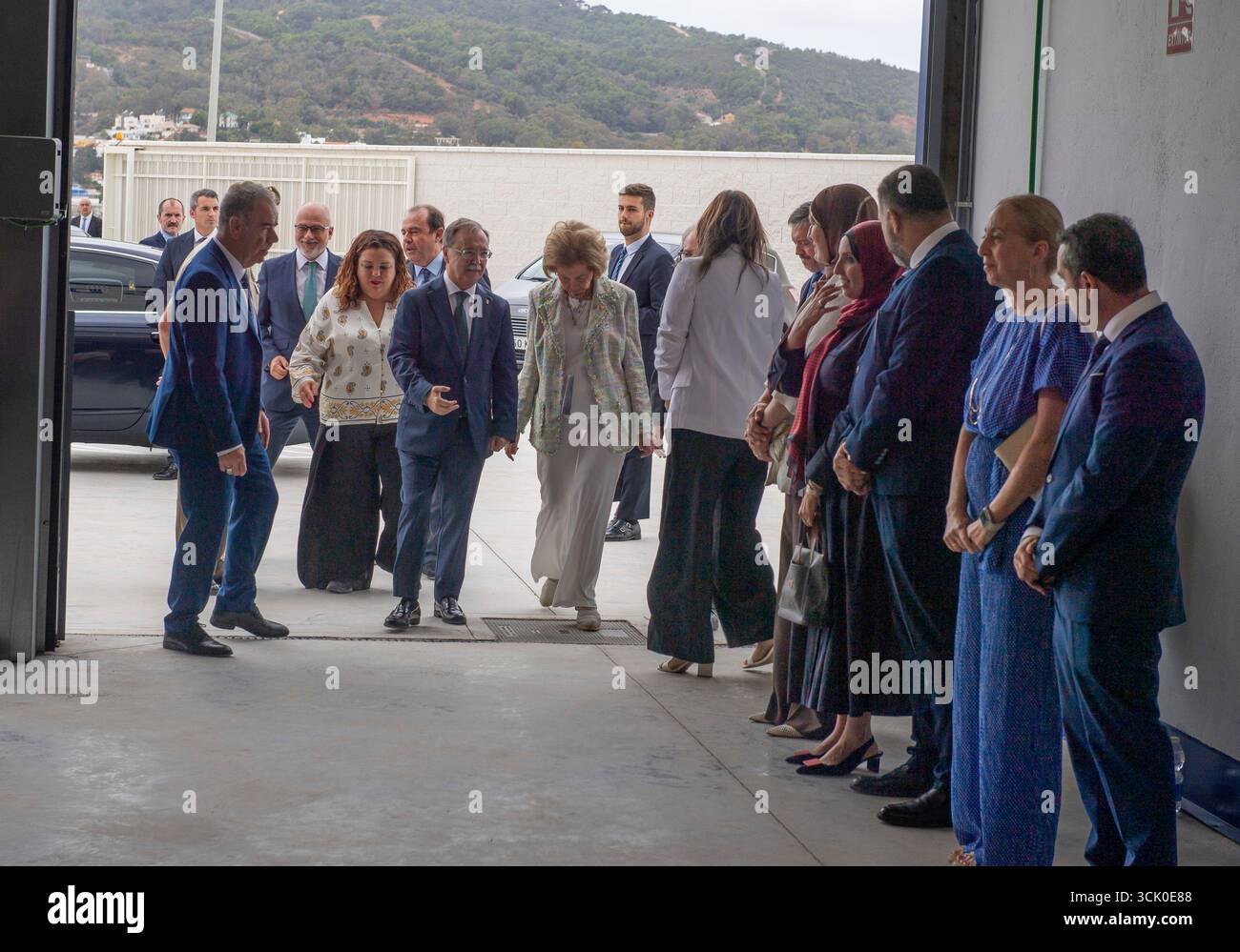 Queen Sofia (c) visits the Ceuta Food Bank Association, on September 9 ...