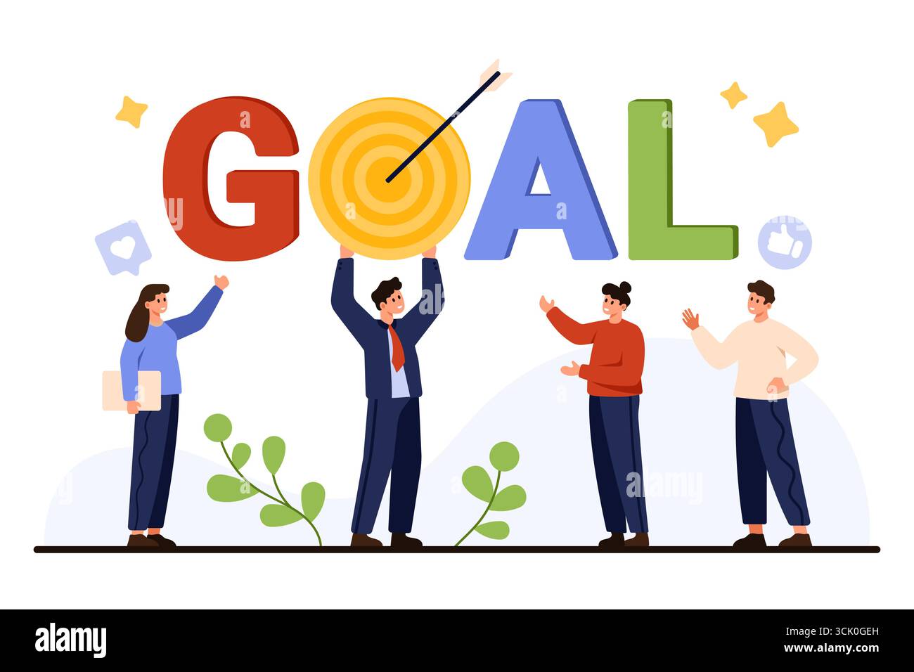 Business people celebrating success with goal target symbol teamwork ...