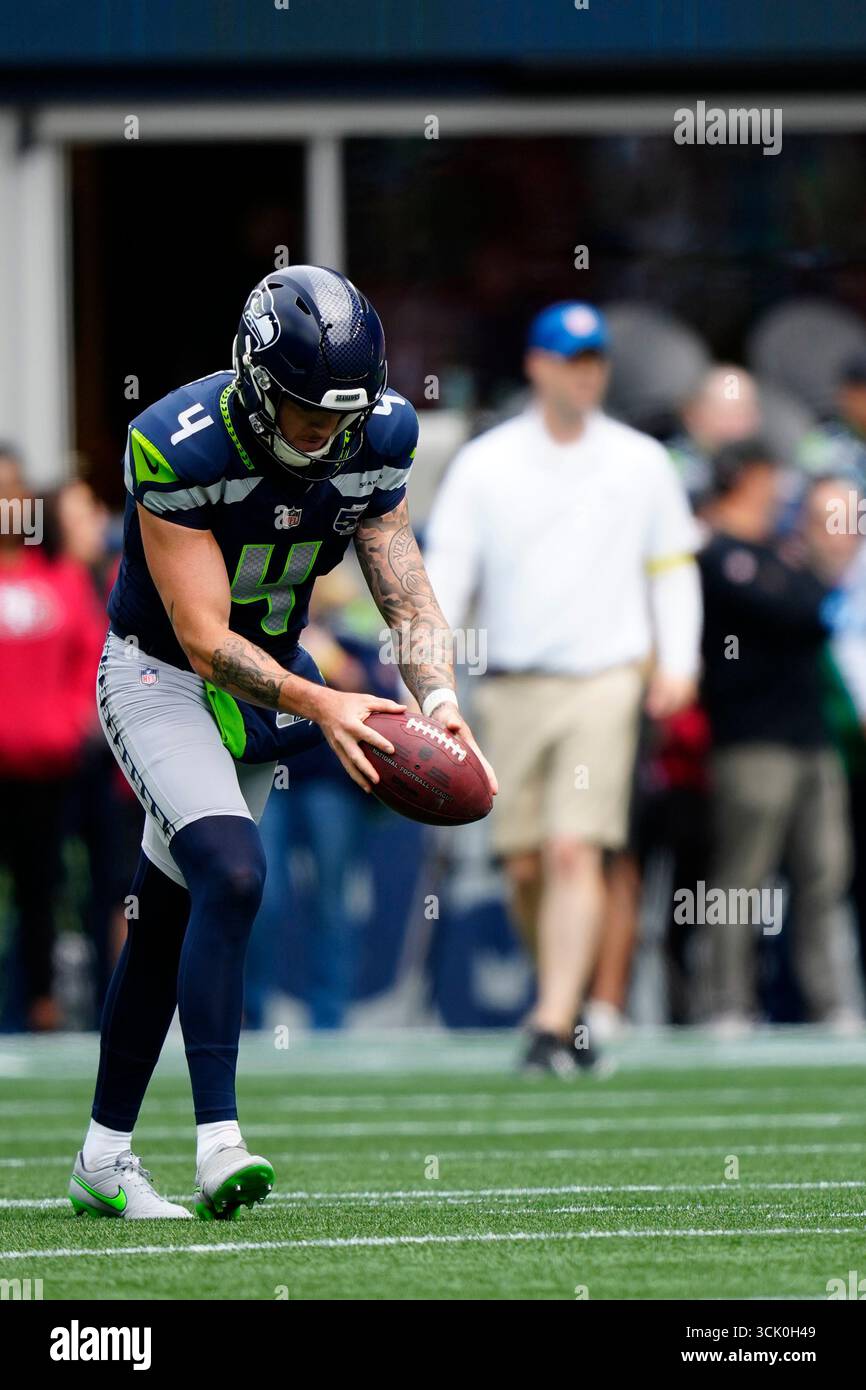Seattle Seahawks punter Michael Dickson (4) punts the ball before an ...