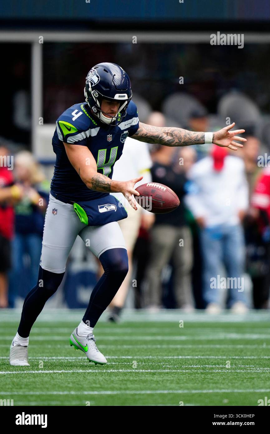 Seattle Seahawks punter Michael Dickson (4) punts the ball before an ...