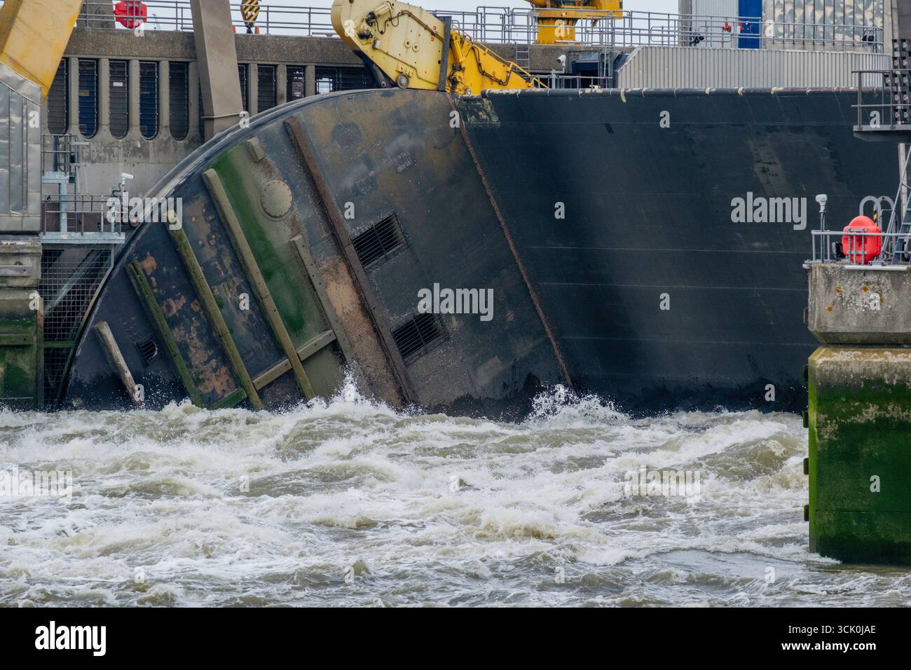 London, UK 7 September 2025. Thames Barrier annual test closure at a ...