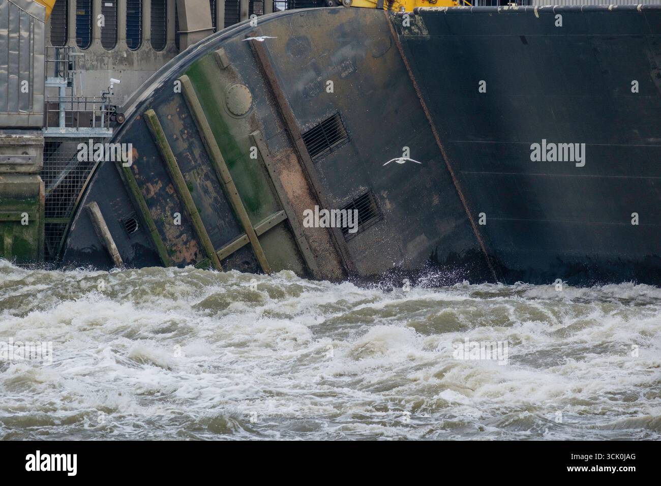 London, UK 7 September 2025. Thames Barrier annual test closure at a ...