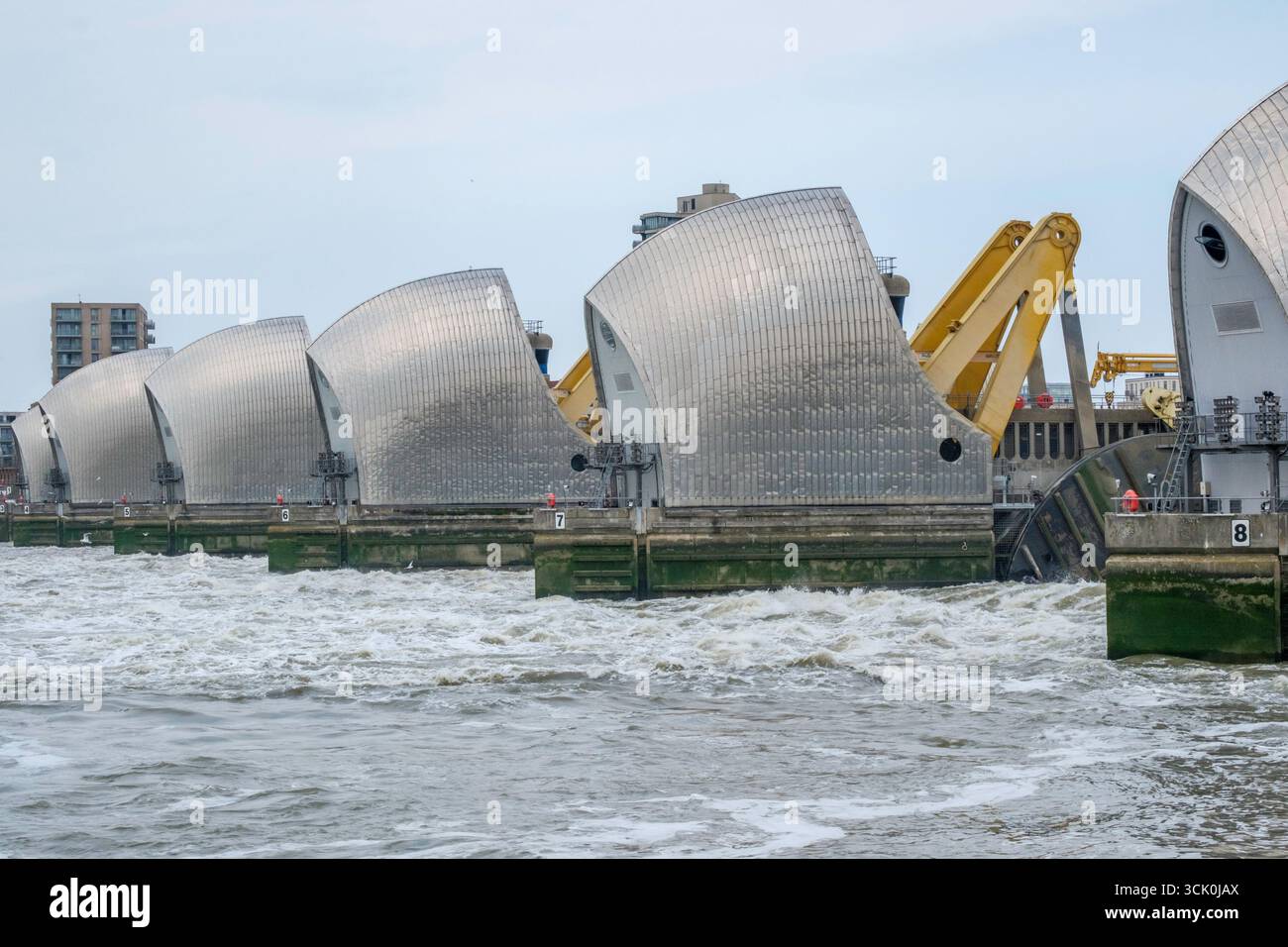 London, UK 7 September 2025. Thames Barrier annual test closure at a ...