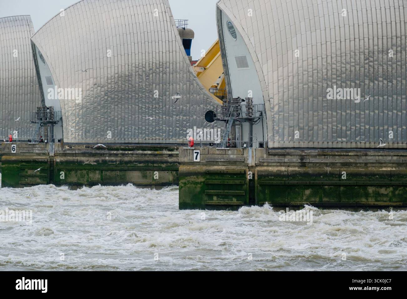 London, UK 7 September 2025. Thames Barrier annual test closure at a ...