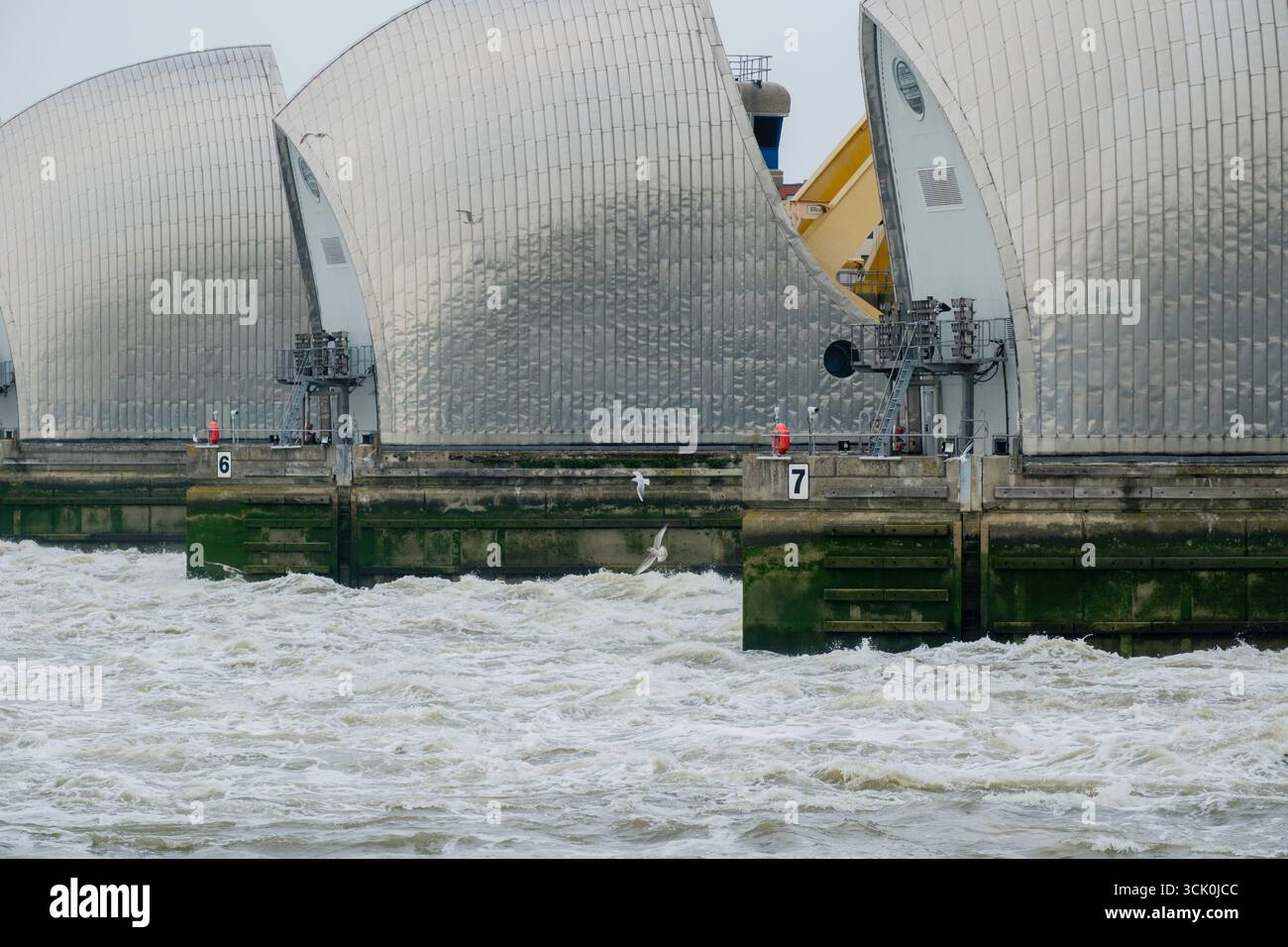 London, UK 7 September 2025. Thames Barrier annual test closure at a ...