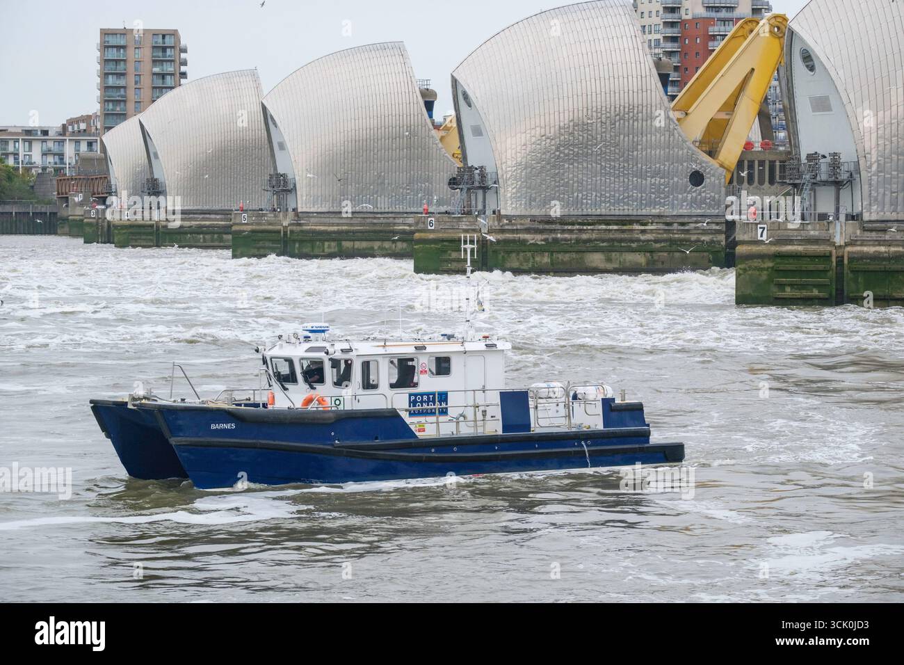 London, UK 7 September 2025. Thames Barrier annual test closure at a ...