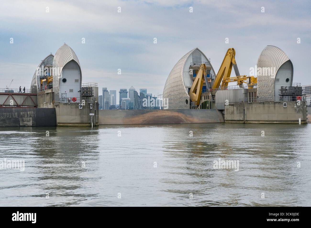 London, UK 7 September 2025. Thames Barrier annual test closure at a ...