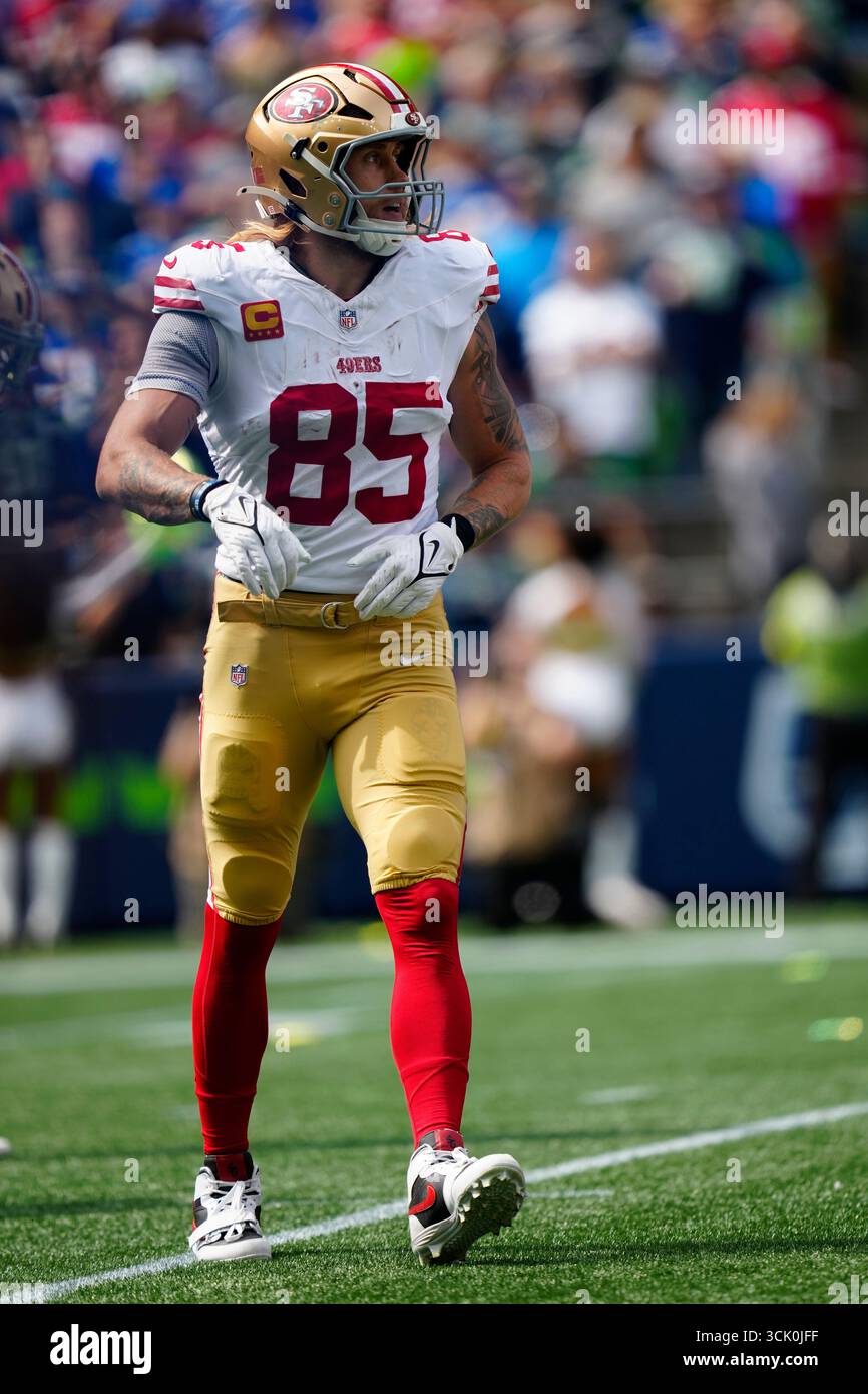 San Francisco 49ers tight end George Kittle (85) looks on during an NFL ...