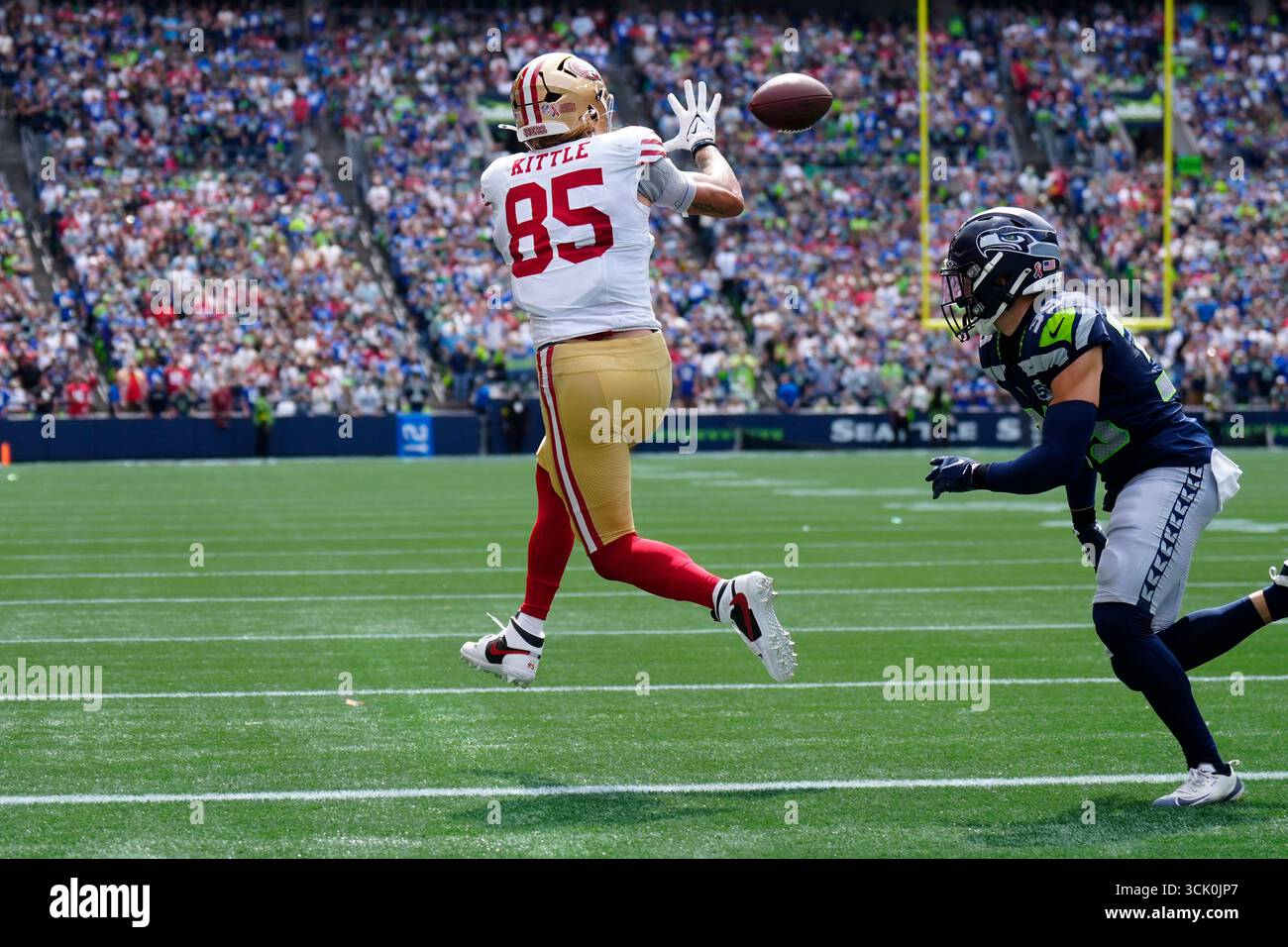 San Francisco 49ers tight end George Kittle (85) makes a catch during ...
