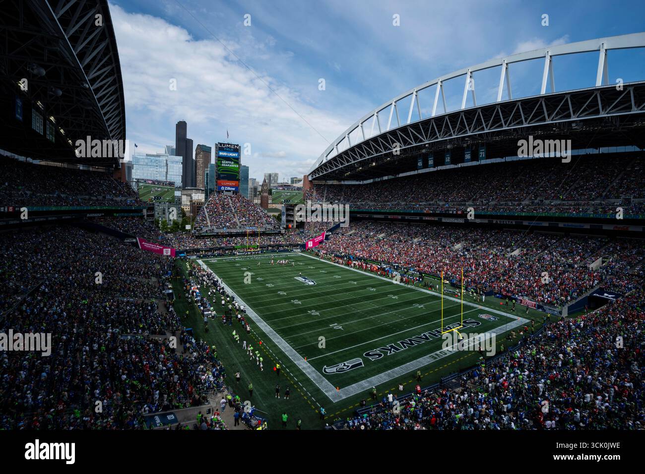 A general overall interior view of Lumen Field during an NFL football ...