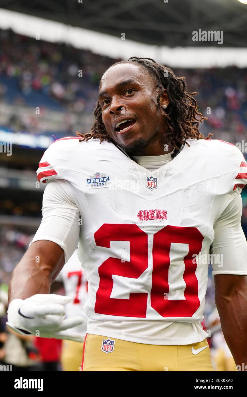 San Francisco 49ers cornerback Upton Stout (20) looks on after an NFL ...
