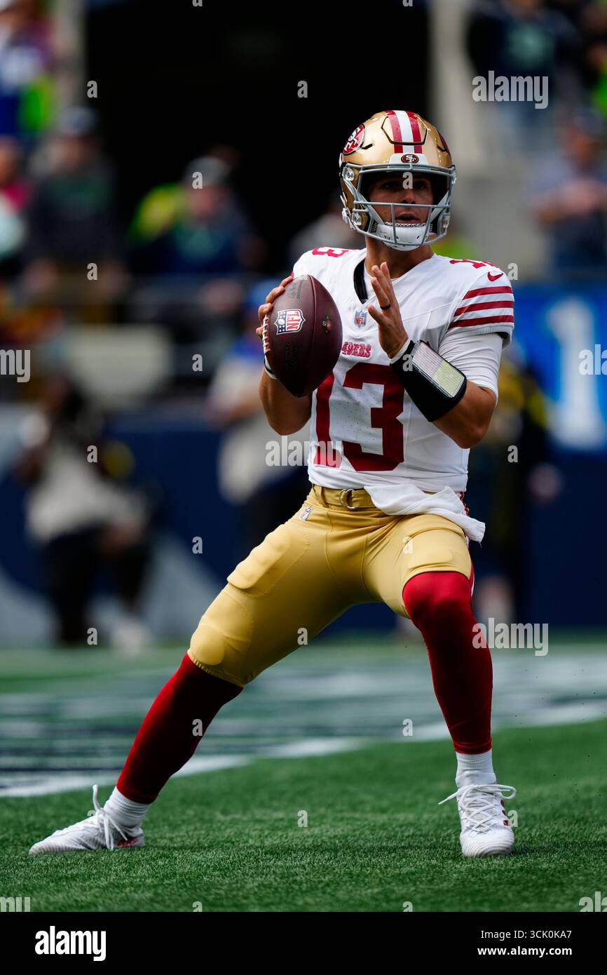 San Francisco 49ers quarterback Brock Purdy (13) looks to pass the ball ...