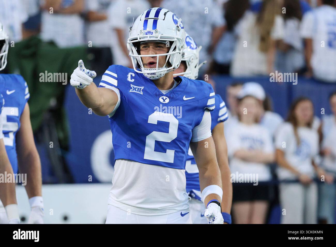 BYU wide receiver Chase Roberts warms up during an NCAA college ...