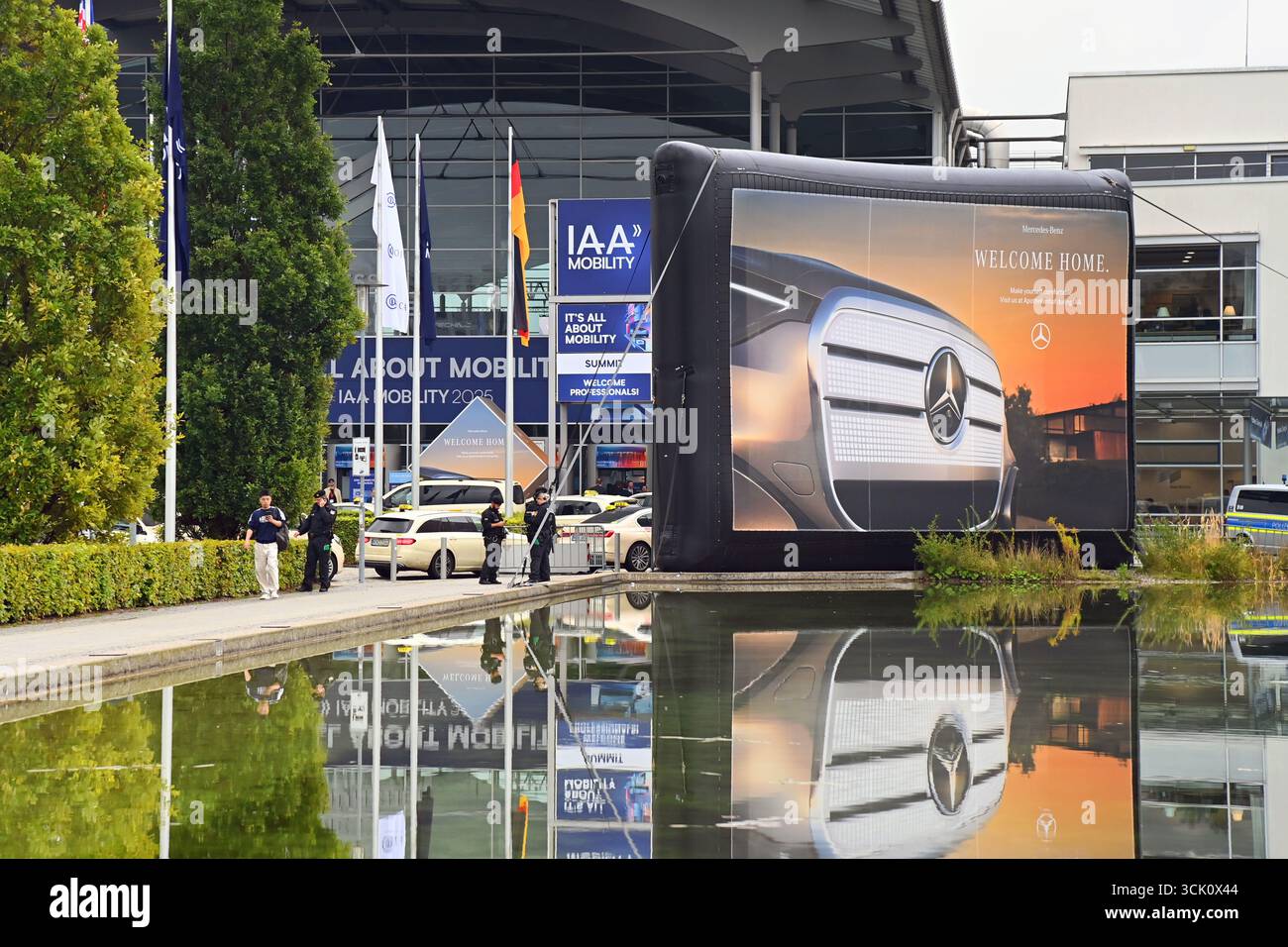 Entrance to the trade fair with Mercedes advertising. IAA Mobility 2025 ...