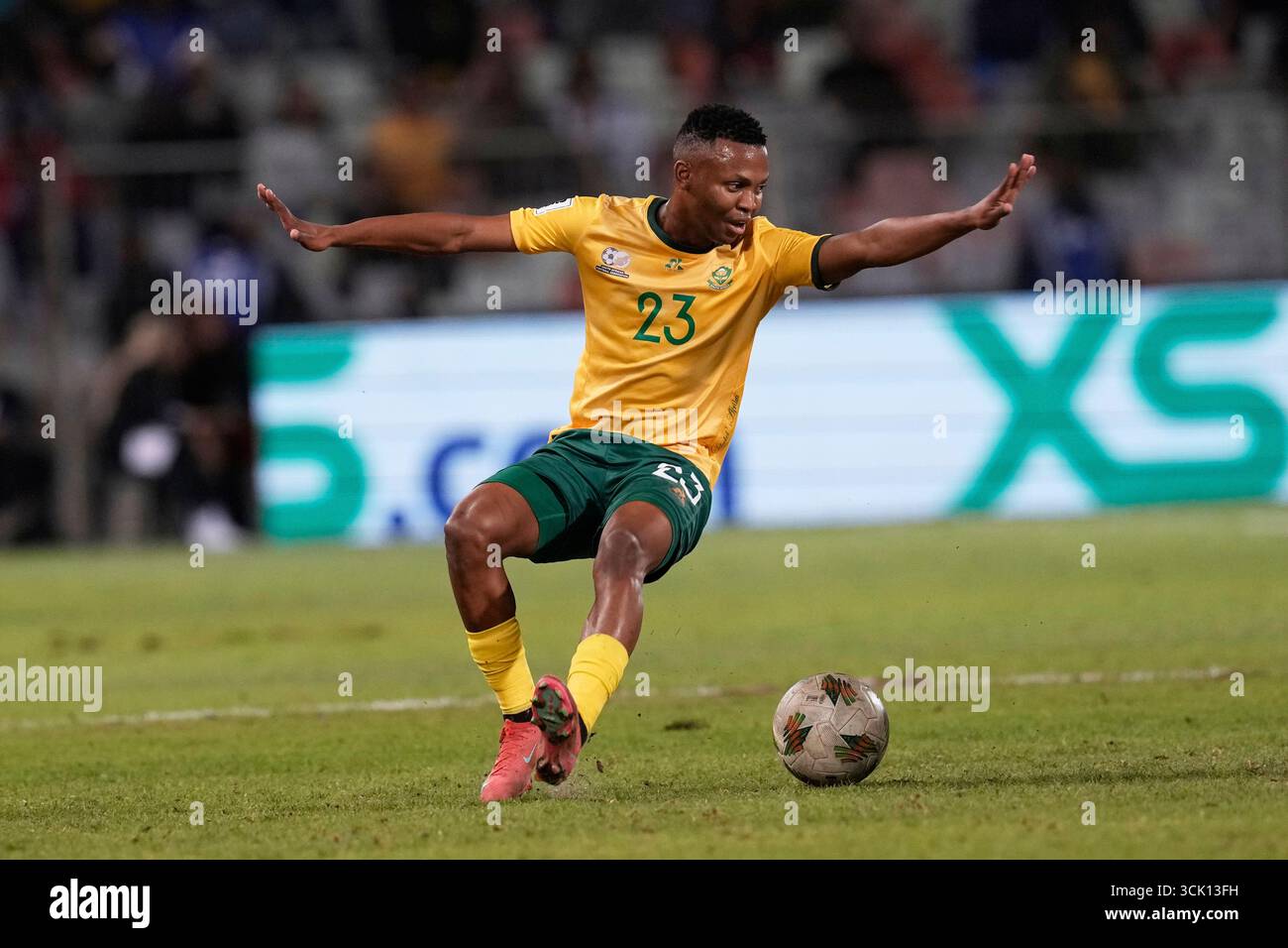 South Africa's Mohau Nkota controls the ball during a World Cup Group C qualifying soccer match ...