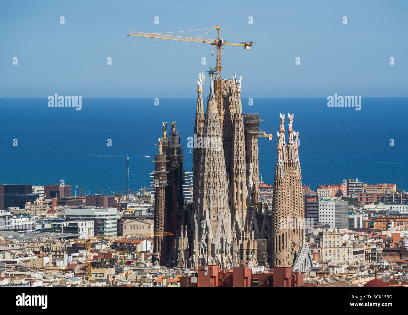 Barcelona, Spain - 1 May 2023: Construction Crane Towering over Sagrada ...