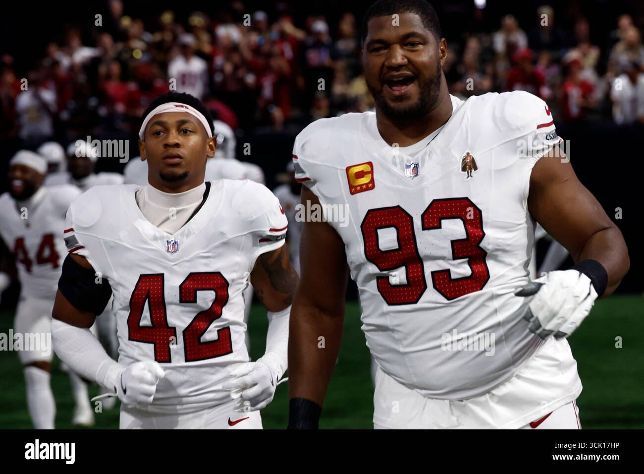 Arizona Cardinals defensive tackle Calais Campbell (93) takes the field ...